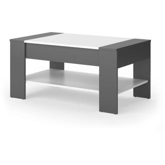 Vicco Table basse August, Anthracite/blanc, 99.6x58.8cm avec tiroir, Vicco