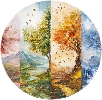 Generic Tapis Paysage Quatre Saisons pour Chambre &agrave; Coucher Salon Printemps &eacute;t&eacute; Automne Hiver Tapis Ronds lavables en Machine pour Chambre dEnfant dortoir d&eacute;c
