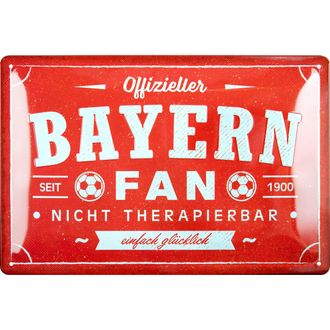 BC Blechschild Retro 20 x 30 cm, Offizieller Bayern-Fan, Vintage Deko aus Metall, Design als Geschenkidee für Bayern-Fans