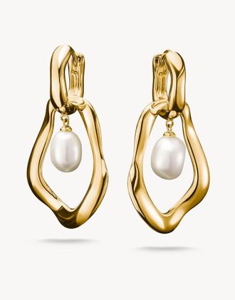 Thomas Sabo Natural Beauty - Vergoldete Creolen-Ohrringe in Gelbgold und Wei&szlig; mit S&uuml;&szlig;wasserperlen