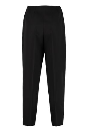 Bottega Veneta Womens Cropped Wool Trousers Black