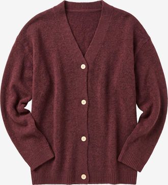 Knowledge Cotton Apparel Damen vegan Strickjacke Damen Aus Souffl&eacute; Garn Burgunderrot