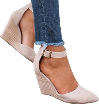 Onsoyours Sandalen Damen Keilabsatz Plateau Keilsandalen Frauen Sandaletten Keilabsatz Sommerschuhe Platform Bowknot Kn&ouml;chelriemen Sandalen Freizeit Schuhe A Be