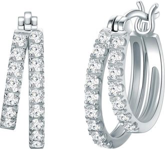 Trilani Ohrringe - Sterling Silber Creolen Zirkonia - Gr. unisize - in Silber - f&uuml;r Damen