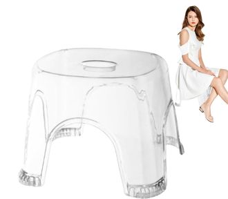 Generico Transparenter Badhocker: Duschsitzhocker, transparenter Duschsitz, Badezimmer-Schritthocker, Eckhocker für Badezimmer, kleine Duschräume, Hocker