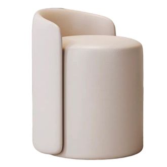 Generic Bequemer Schminktischhocker mit R&uuml;ckenlehne, runder niedriger Lederhocker, drehbarer Make-up-Stuhl aus Leder, Schminktischhocker mit PU-Polsterung, Fu