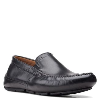 Clarks Herren Markman Plain Fahrer-Slipper, schwarzes Leder, 44 EU