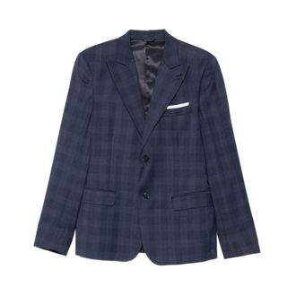 Daniele Alessandrini Homme, Vestes, Bleu, Taille: XL Checked Single-breasted Blazer