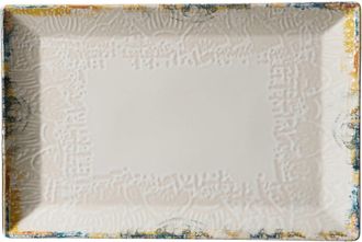 Ritzenhoff & Breker Alfonso Servierplatte, 34x23 cm, Pr&auml;sentationsplatte mit Relief & buntem Rand, Servier- und Speisegeschirr im Manufaktur-Look, Sp&uuml;lmaschinen- & Mikrow