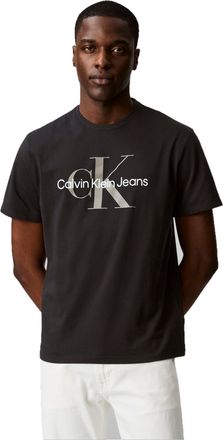 Calvin Klein Herren T-Shirt Kurzarm Micro Logo Interlock Rundhalsausschnitt, Schwarz (Ck Black), M