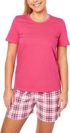 Merry Style Damen Schlafanzug Zweiteiler Pyjama Kurz aus Baumwolle Pyjama Set MS10-177 (Amaranth/Grau, S)