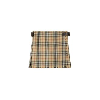 Burberry Check Wool Mini Kilt - - Skirts - Damen - Beige - XS
