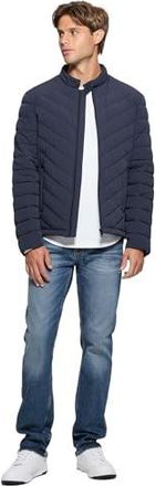 Guess Guess Veste matelass&eacute;e avec poches lat&eacute;rales et fermeture &agrave; glissi&egrave;re, col cor&eacute;en avec bouton et mini logo sur le bras., bleu, L