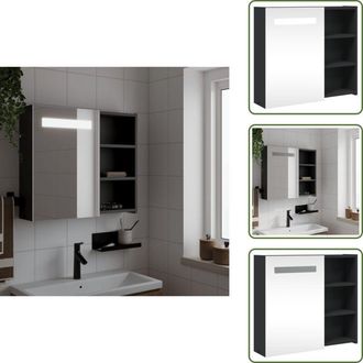vidaXL The Living Store - vidaXL Spiegelschrank mit LED-Beleuchtung Schwarz 60x13x52 cm