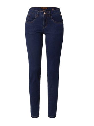 Cream Damen Womens Jeans Skinny Fit Midrise Waist Regular Waistband 5 Pockets Jeans, Dark Blue Denim