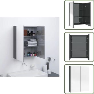vidaXL The Living Store Bad-Spiegelschrank 60x15x75 cm MDF Gl&auml;nzendes Grau - Spiegel Schrank