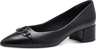 Tamaris Damen Pumps Leder Blockabsatz bequem; Black Leather, EU 38