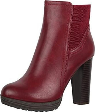 Elara Bottines Femme Bottes à la Cheville Chunkyrayan EL500 Bordeaux-38