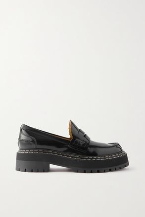 Proenza Schouler Lug Sole Plateau-loafers Aus Glanzleder - Schwarz