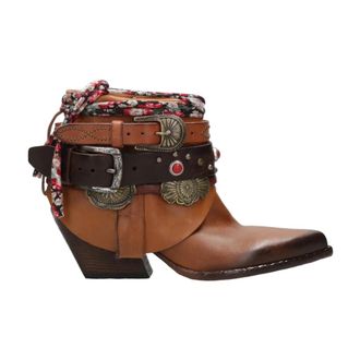 Elena Iachi Nieten Leder Ankle Boots - - Shoes - Damen - Braun - 38 EU
