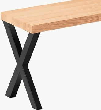 Lamofootwear Manufaktur Banc de Salle &agrave; Manger 30x100x47 cm (l x L x h), Pied en m&eacute;tal mod&egrave;le Design Noir/Assise en Bois Couleur Naturel