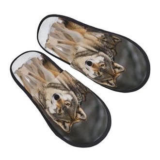 Generic Pantoufles De Voyage Meute De Loups Chaud Pantoufles Unisexe Hiver Chausson Pour Automne H&ocirc;tel Voyage M