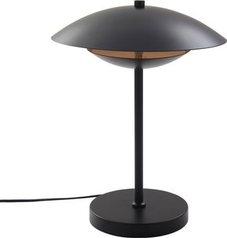 Lindby LED Tischlampe schwarz gold, Nachttischlampe Metall Tischleuchte 11,4W Schlafzimmerlampe Nachttischleuchte Schreibtischlampe