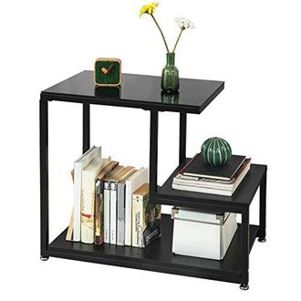 SoBuy FBT65-Sch Bout de Canapé Table dappoint Tables Basses avec 3 étagères de Rangement - Noir