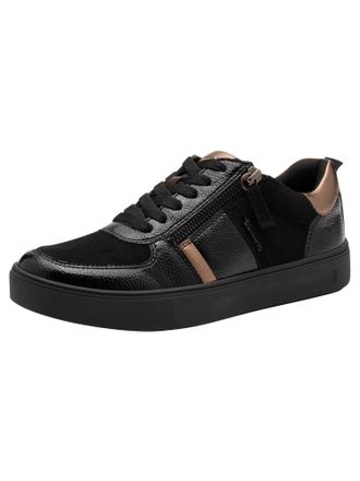 Tamaris Comfort Damen Sneaker flach mit Rei&szlig;verschluss Freizeit, Schwarz (Black Comb), 42 EU