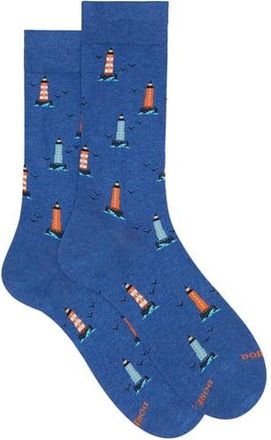 Dor&eacute; Dor&eacute; Chaussettes avec motif de phare dans la mer en coton m&eacute;lang&eacute;