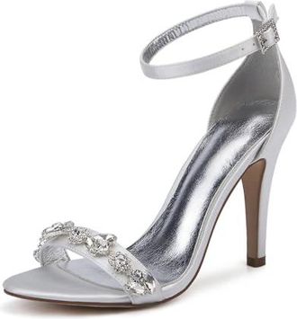 Generic Chaussures De Mariage Mariée Stylet Talons Eté Bout Ouvert Talon Mariage Soirée Chaussures Femmes 10.5Cm,Ivoire,38 EU