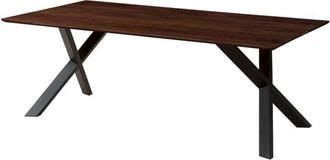 Massivmoebel24 Esstisch Akazie 160x90x75 braun lackiert / ausgestellte X-Beine anthrazit matt SWISS EDGE