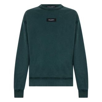Dolce & Gabbana Homme, Sweatshirts et sweats &agrave; capuche, Vert, Taille: L SweaT-shirt en coton Effet Vintage et Logo