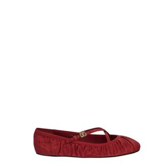 Dolce & Gabbana Ballerines brillantes en cuir de veau pour femmes - Femme - Chaussures - Rouge - Taille: 37 EU