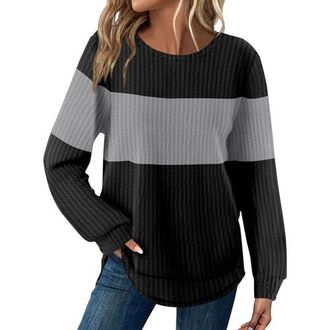 Generic Pull Femme Hiver Chic et &eacute;l&eacute;gant col Rond Pullover Ample D&eacute;contract&eacute; Sweatshirts Mode Imprim&eacute; &agrave; Carreaux Manche Longue Pull Femme Chaud Tops Gris Clai