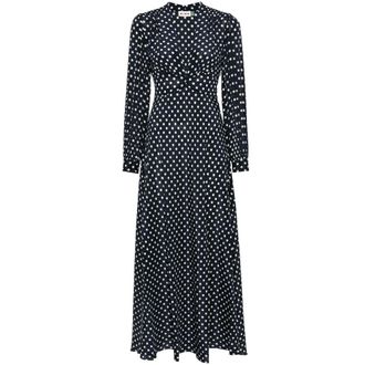 Rixo Rixo, Femme, Robes, Bleu, Taille: 36 FR Navy Blue Polka Dot Silk Dress