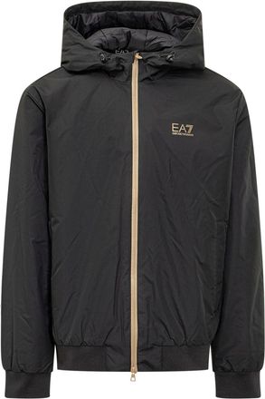 Emporio Armani veste zippée à logo imprimé - Noir