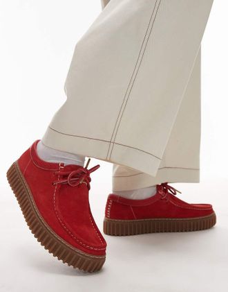 Clarks Torhill Lo - Wildleder-Schuhe in Rot mit niedrigem Schaft