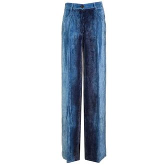 Forte_Forte Degrade Denim Velvet Wide Leg Pants Delav - - Trousers - Damen - Blau - S