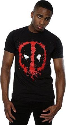 MARVEL Deadpool Splat Red Logo T-shirt noir de hommes adultes Top
