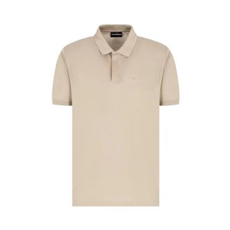 Emporio Armani Homme, Tops, Beige, Taille: 2XL Polo Beige en Jersey de Coton
