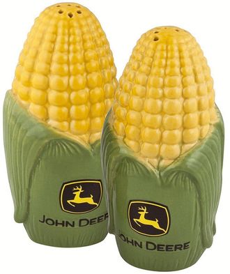 John Deere John Deere Salz- und Pfefferstreuer, Maiskolben-Design mit Deere-Logo, Steinzeug, 8,9 cm x 1-3/4 Zoll