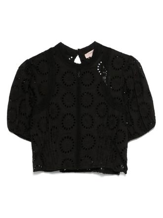Twin-Set blouse à broderie anglaise - Noir