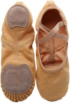 BESPORTBLE Chaussures de Ballet Élastiques pour Femme Semelle Antidérapante Fendue Confort Professionnel pour Danse Classique Moderne et Salon Camel