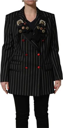Dolce & Gabbana Femme, Vestes, Noir, Taille: 44 FR Blazer crois&eacute; &agrave; rayures