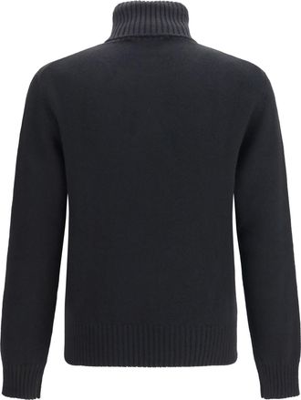 Ami Embroidered Logo Merino Wool & Cashmere Sweater - Black