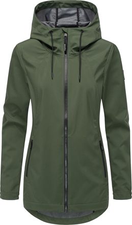 Ragwear Damen Lange Übergangsjacke wasserdichter und atmungsaktiver Kurzmantel mit Verstellbarer Kapuze Zuzka Sport YOUMODO Dark Olive Gr. 3XL