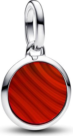 Pandora ME Gravierbares Rotes Murano-Glas Mini-Medaillon-Charm aus Sterling Silber mit künstlichem Türkis, Kompatibel ME und Moments Armbänder, 793389C01