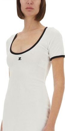 Courr&egrave;ges Holistic Contrast Mini Dress - White