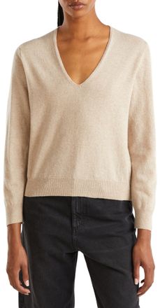 Benetton Damen Maglia Scollo V M/L 1002d401y Pullover, beige, M